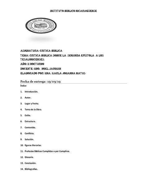 Critica Biblica Tesalonica Pdf Pablo El Apóstol Salvación