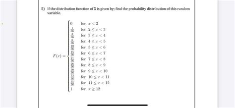 Solved If The Distribution Function Of X Is Given By Chegg