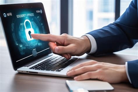 Security Password Login Online Concept Businessman Using Finger Scan