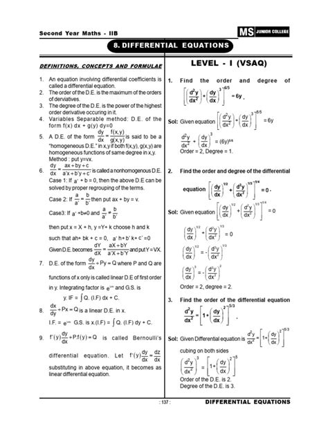8 Differential Equations 070628 Pdf Equations Derivative