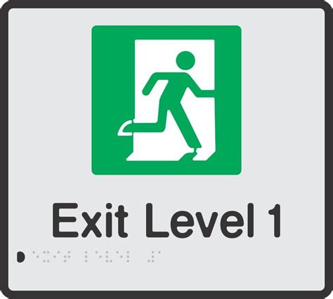 Exit Level Large With Exit Symbol Sign Chameleon AA Xlev Lge Braille Tactile Sign 200mm