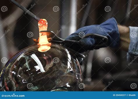 Glassmaker In Factory Stock Image Image Of Burning Glass 20450227