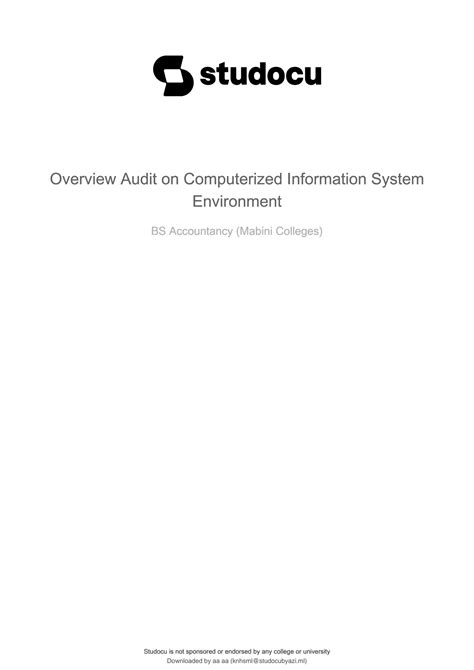 SOLUTION: Overview audit on computerized information system environment - Studypool