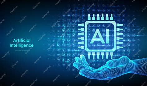 Premium Vector Ai Artificial Intelligence Ai Icon Made With Binary Code In Wireframe Hand