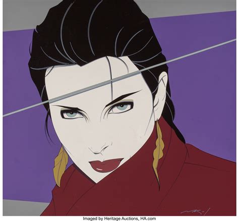 Patrick Nagel American 1945 1984 Joanna Acrylic On Canvas 25 X 27 In Signed Lower Right