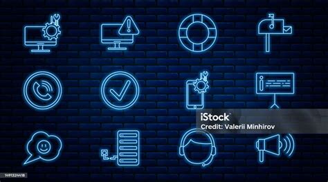 라인 메가폰 정보 구명 부표 원의 체크 표시 전화 통화 컴퓨터 모니터 서비스 모바일 및 느낌표 아이콘이있는 모니터를 설정하십시오