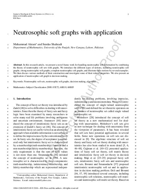 Pdf Neutrosophic Soft Graphs With Application
