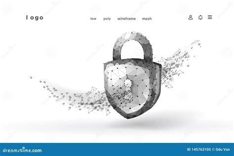 Cyber Safety Padlock On Data Mass Security Lock Information Privacy Low Poly Polygonal Future