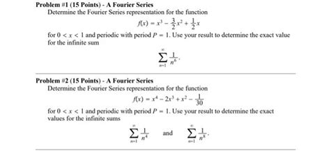 Solved Problem Points A Fourier Series Determine Chegg