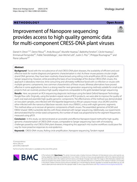 Pdf Improvement Of Nanopore Sequencing Provides Access To High Quality Genomic Data For Multi