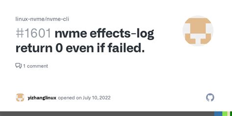 Nvme Effects Log Return 0 Even If Failed · Issue 1601 · Linux Nvmenvme Cli · Github