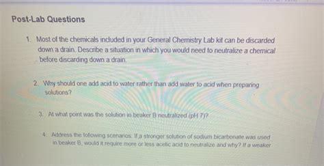 post lab questions 1 most of the chemicals included