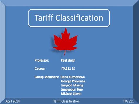 Tariff Classification Pptx
