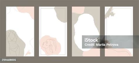 추상 소셜 미디어 크리에이티브 템플릿 세트 여성의 얼굴과 몸 다양한 모양이 있는 게시물 및 스토리 배경 벡터 일러스트 레이 션 모던 양식에 대한 스톡 벡터 아트 및 기타