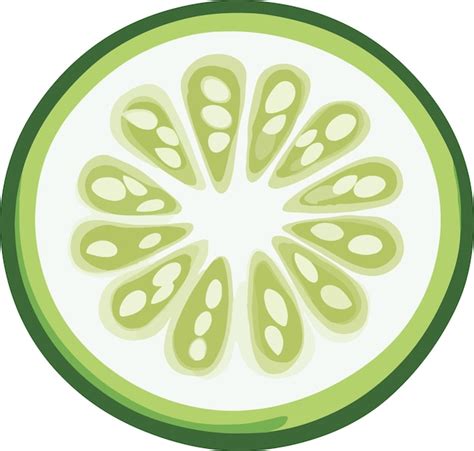 Round Cucumber Slice Showing Detailed Seeds Premium Ai Generated Vector