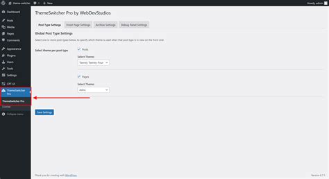 Access Plugin Settings Themeswitcher Pro