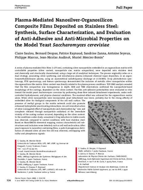 Pdf Plasma Mediated Nanosilver Organosilicon Composite Films