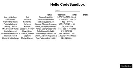Search Filteration Codesandbox