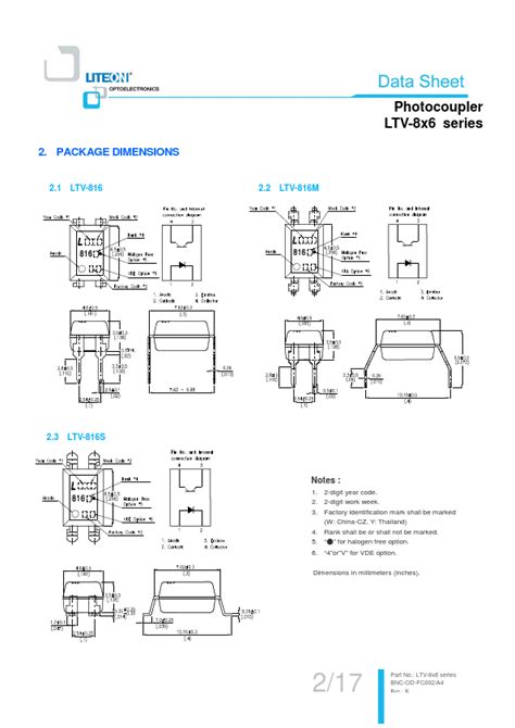 Ltv 816 At Datasheet Pdf Optocoupler Download Lite On Electronics