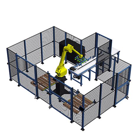 Turnkey Palletizer Single Belt Infeed And Dual Outfeed With New Fanuc
