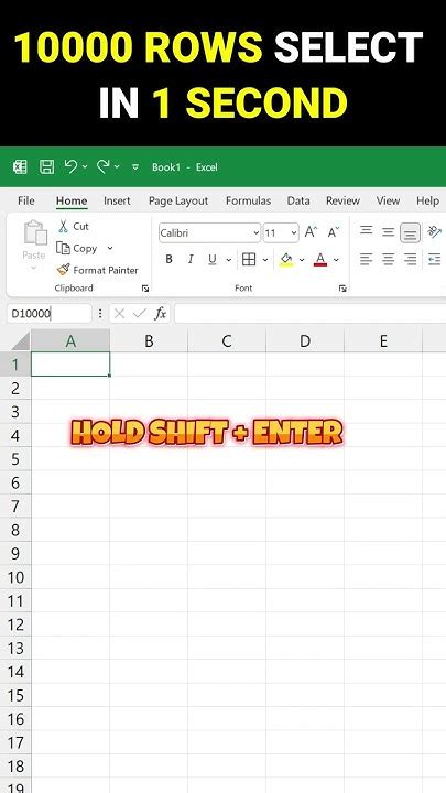 Excel Interview Question Select 10000 Rows In 1 Second Excel Shorts