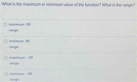 Solved What Is The Maximum Or Minimum Value Of The Function What Is