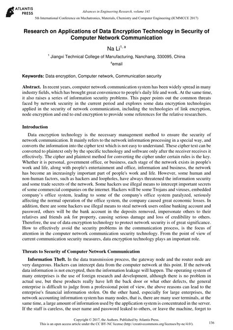 Pdf Research On Applications Of Data Encryption Technology In