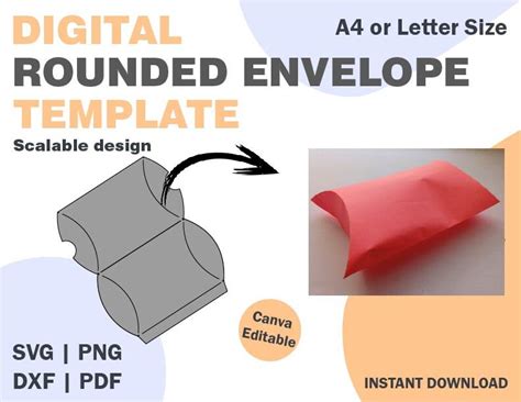 Rounded Envelope Box Template Svg Dxf Pdf Png Formats Mini T Box
