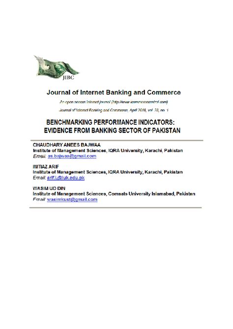 Pdf Benchmarking Performance Indicators Evidence From Banking Sector
