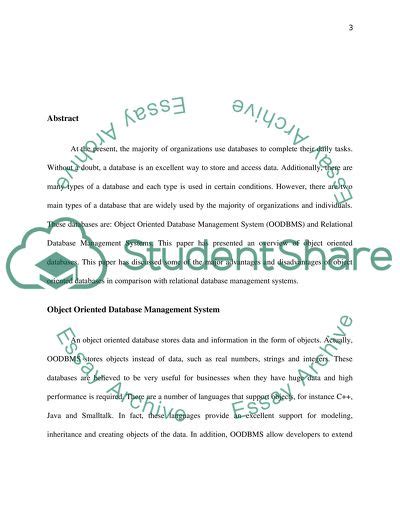 object oriented databases research paper example topics and well