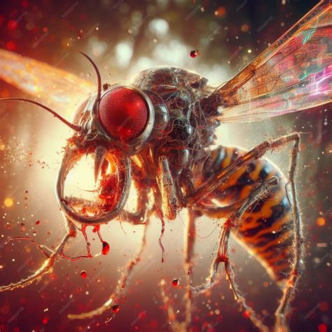 Premium Photo Genetically Modified Macro Closeup Of Nano Robot Engineered Weapon Mosquito In