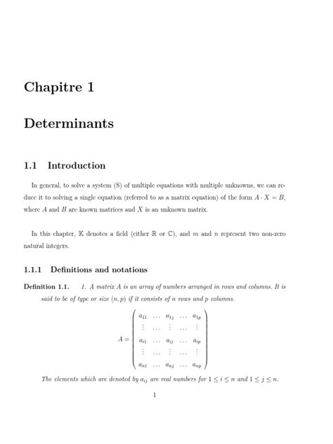Chapter1 Algebra3 Pdf Matrix Mathematics Determinant