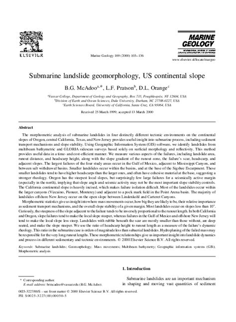 Pdf Submarine Landslide Geomorphology Us Continental Slope