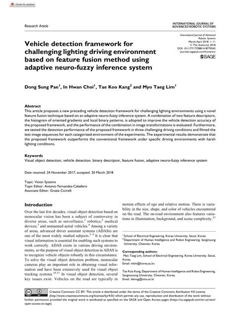 Pdf Vehicle Detection Framework For Challenging Lighting Driving Environment Based On Feature