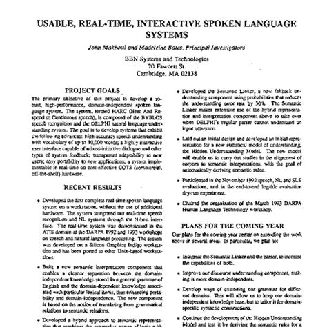 Usable Real Time Interactive Spoken Language Systems Acl Anthology