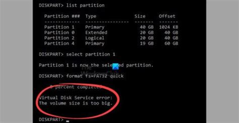 The Volume Size Is Too Big Diskpart Virtual Disk Service Error