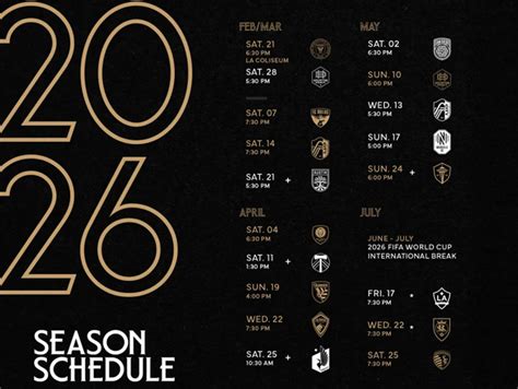 Lafc Announces 2026 Mls Regular Season Schedule Los Angeles Coliseum