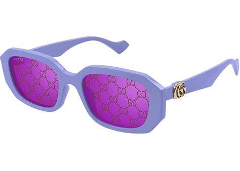 Gucci Rectangle Logo Frame Sunglasses Violetpink Gg1535s 004 In