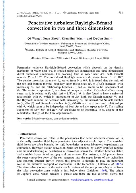 Pdf Penetrative Turbulent Rayleigh Bénard Convection In Two And Three Dimensions