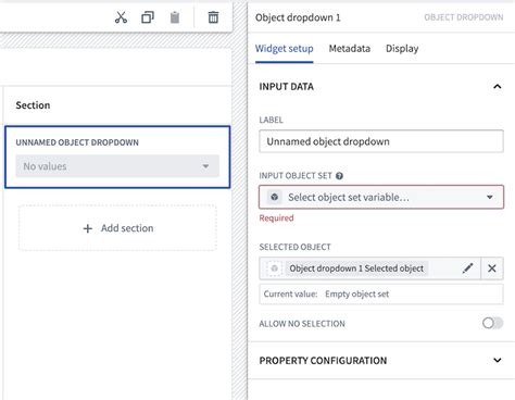 Workshop • Filtering Widgets • Object Dropdown • Palantir