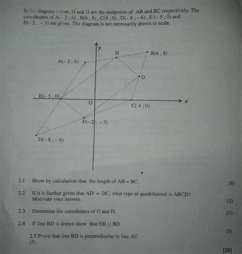 solved in the diagram below h and g are the midpoints of ab