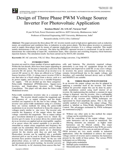 Design Of Three Phase Pwm Voltage Source Inverter