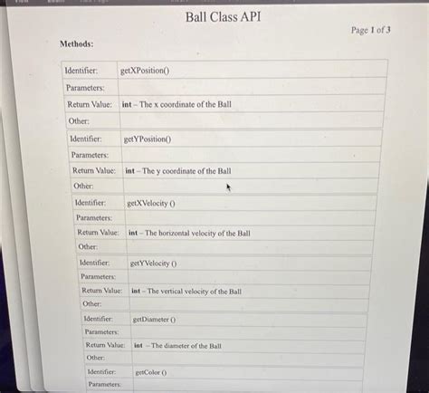 Solved Ball Class Api Mnothonde Parameters Return Value