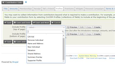 civicontribute use create mode url error message civicrm stack
