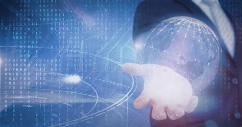Composition Of Binary Coding And Network Of Digital Icons Forming Globe