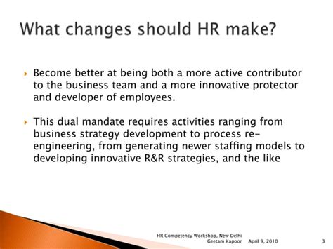 Developing Hr Competency Framework Ppt