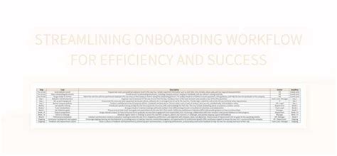 Streamlining Onboarding Workflow For Efficiency And Success Excel Template Free Download Pikbest