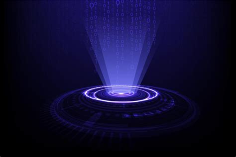Abstract Big Data Technology Binary Code Wall Random Blue Digits