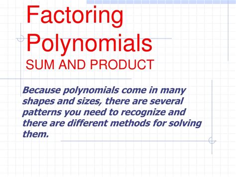 PPT Mastering Factoring Techniques For Polynomials PowerPoint Presentation ID 8885059
