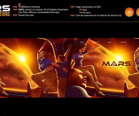 Artstation Mars Mission Vector Illustrations 6 Different Themes